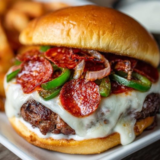 Pizza Burger With Pepperoni And Cheese