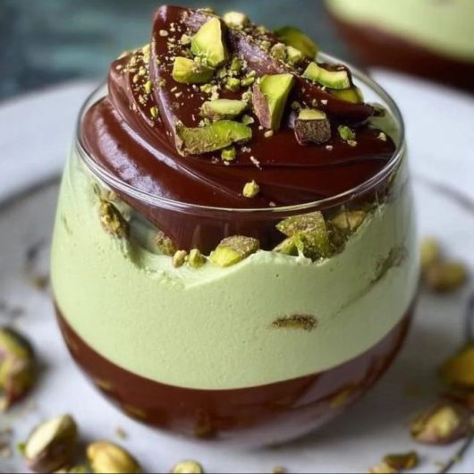 Pistachio Mousse With Chocolate Ganache