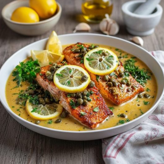 Lemon Caper Salmon Piccata With Garlic