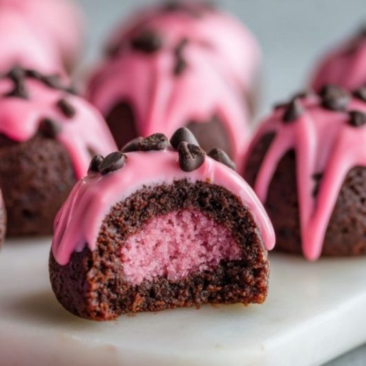 Pink Chocolate-Chip Cookie Dough Brownie Bites